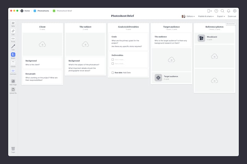 Photoshoot Brief - Template & Example - Milanote