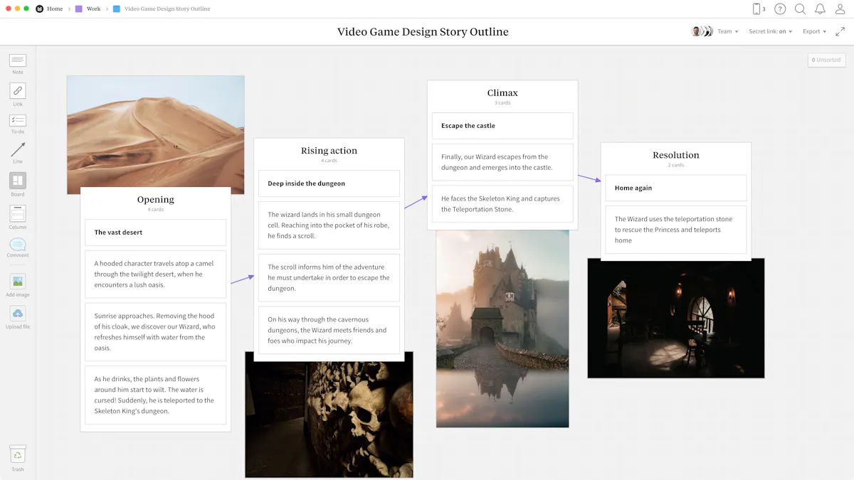 Plan a video game from start to finish - Milanote