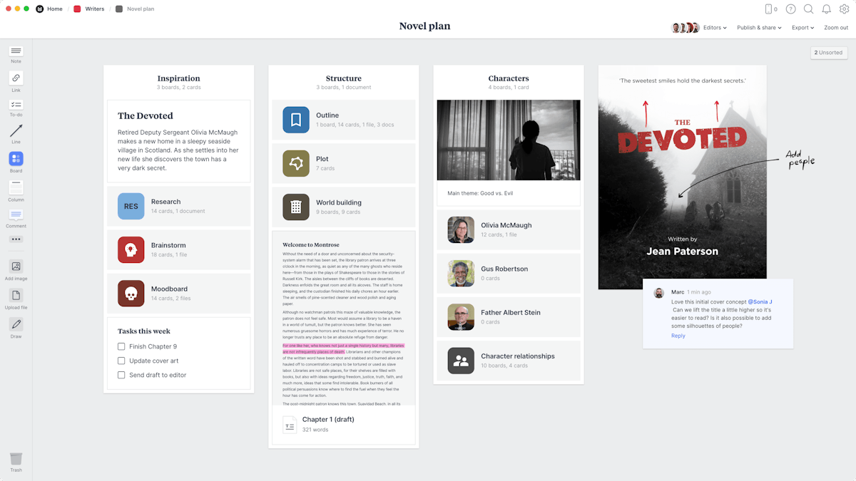 Novel Plan - Template & Example - Milanote