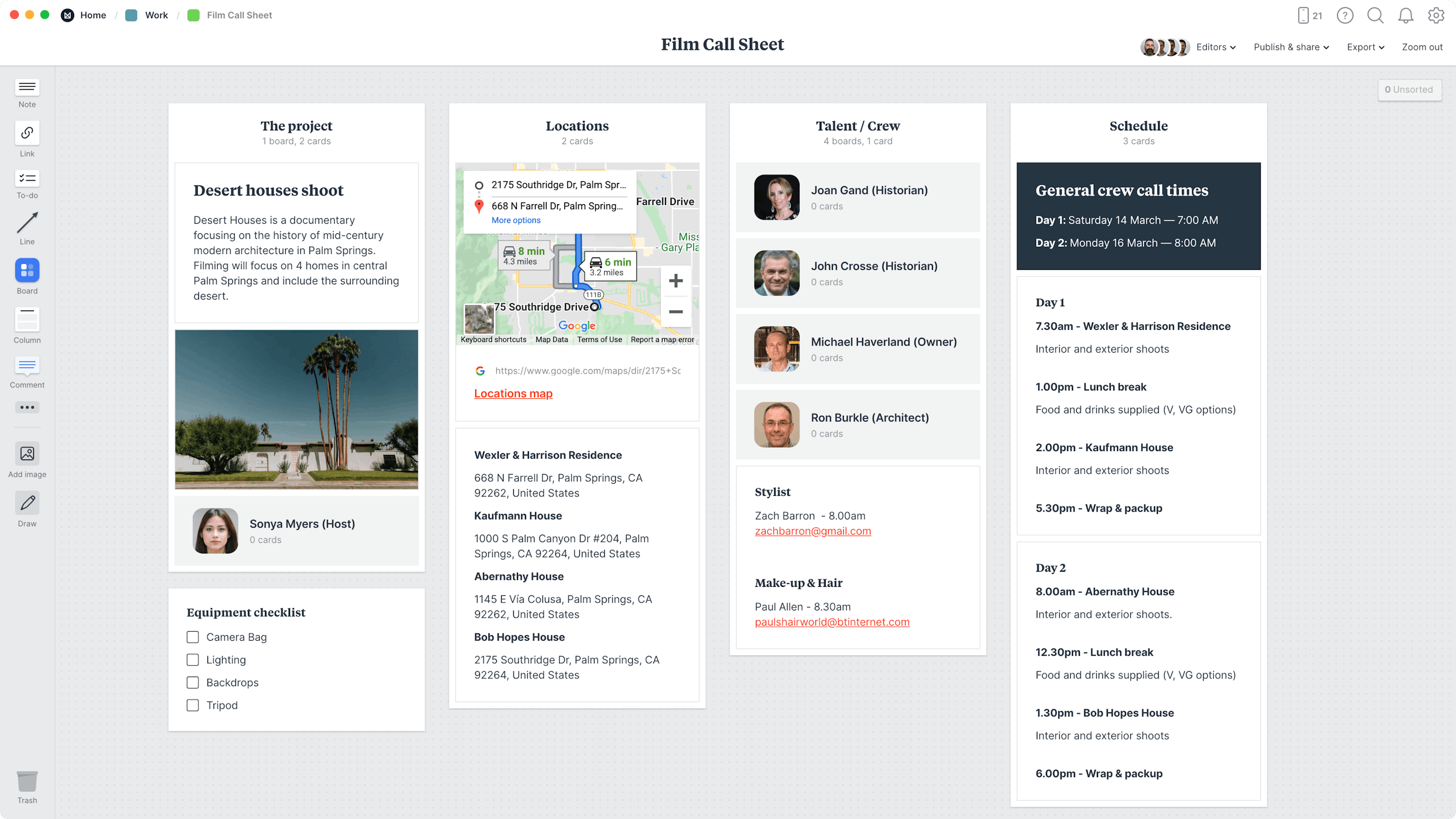 Free planning templates for all stages of film production - Milanote