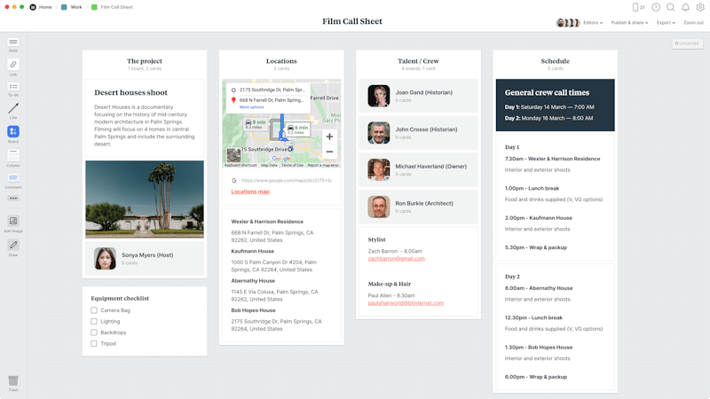 Free planning templates for all stages of film production - Milanote