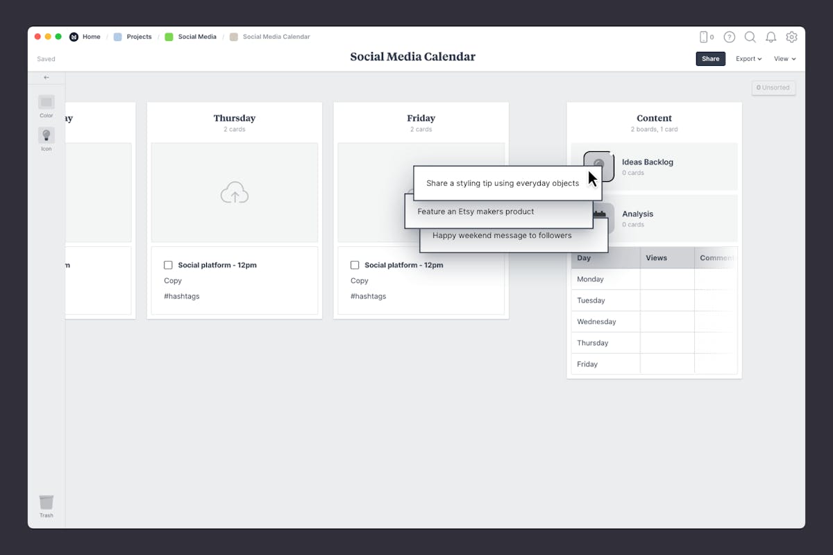 Social Media Calendar - Free Template & Example - Milanote