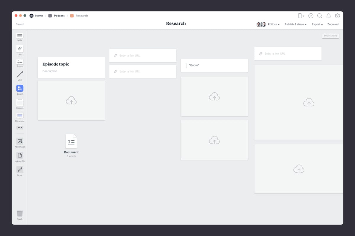 Podcast Research - Free Template & Example - Milanote