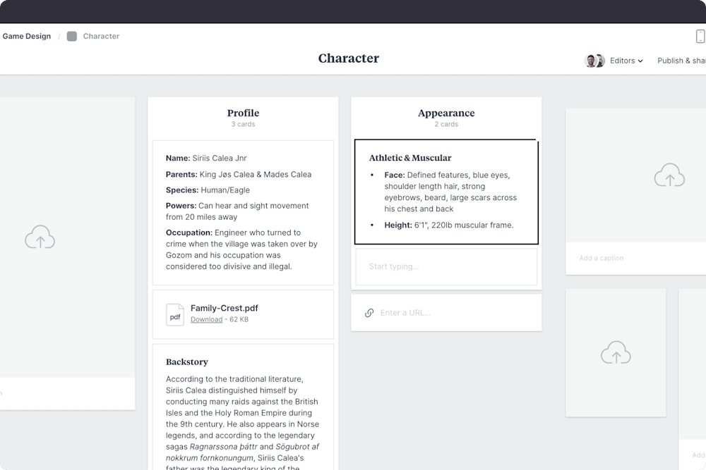 Video Game Character Profile Template & Example - Milanote