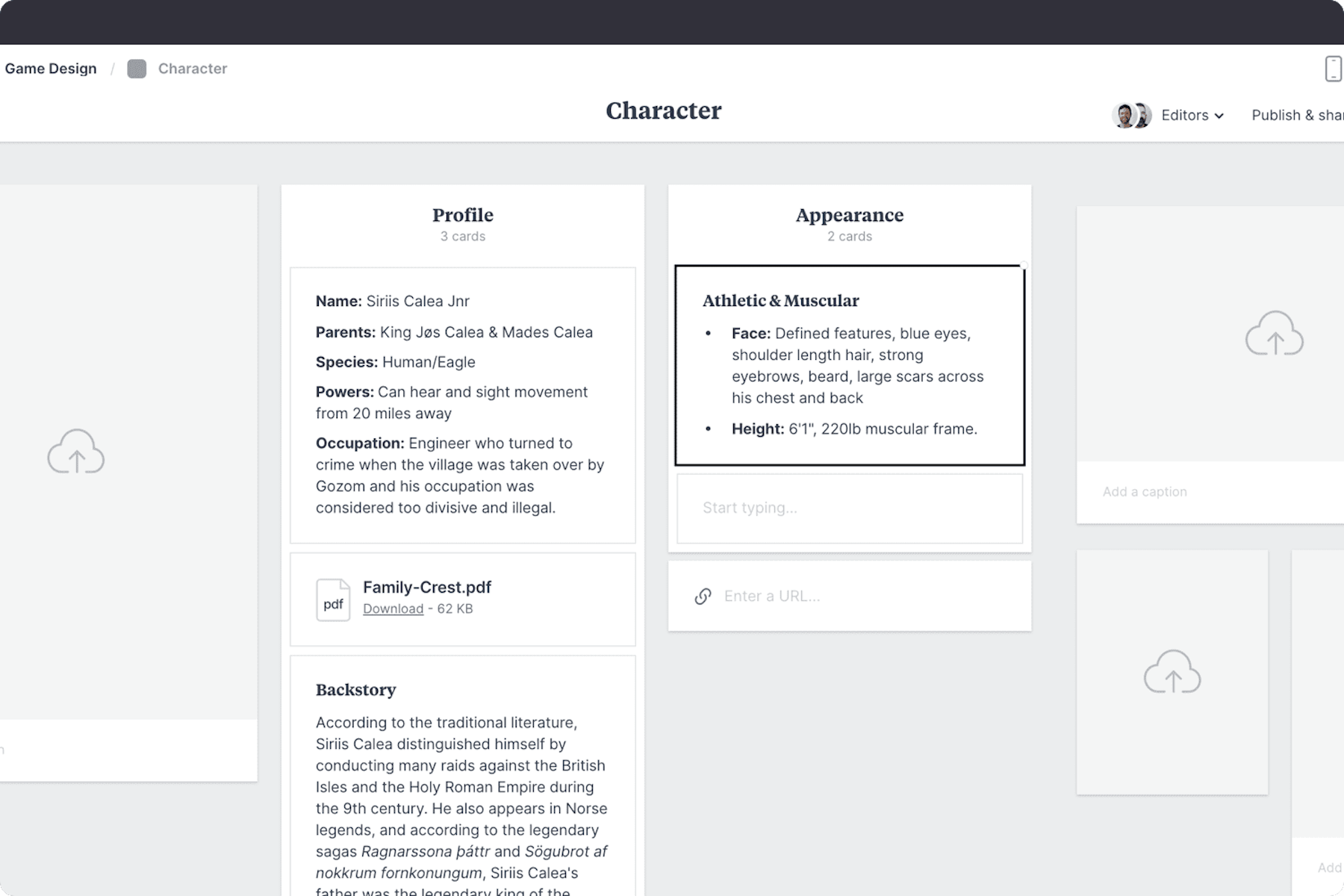 Video Game Character Profile Template & Example - Milanote