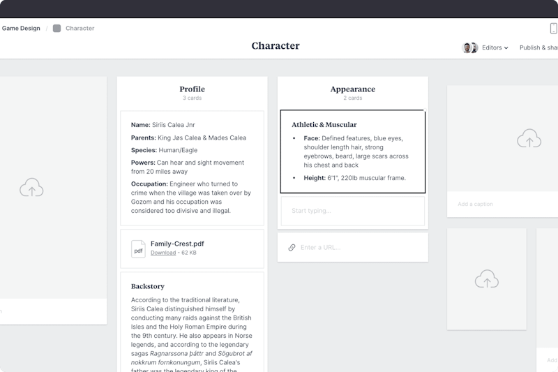 Video Game Character Profile Template & Example - Milanote