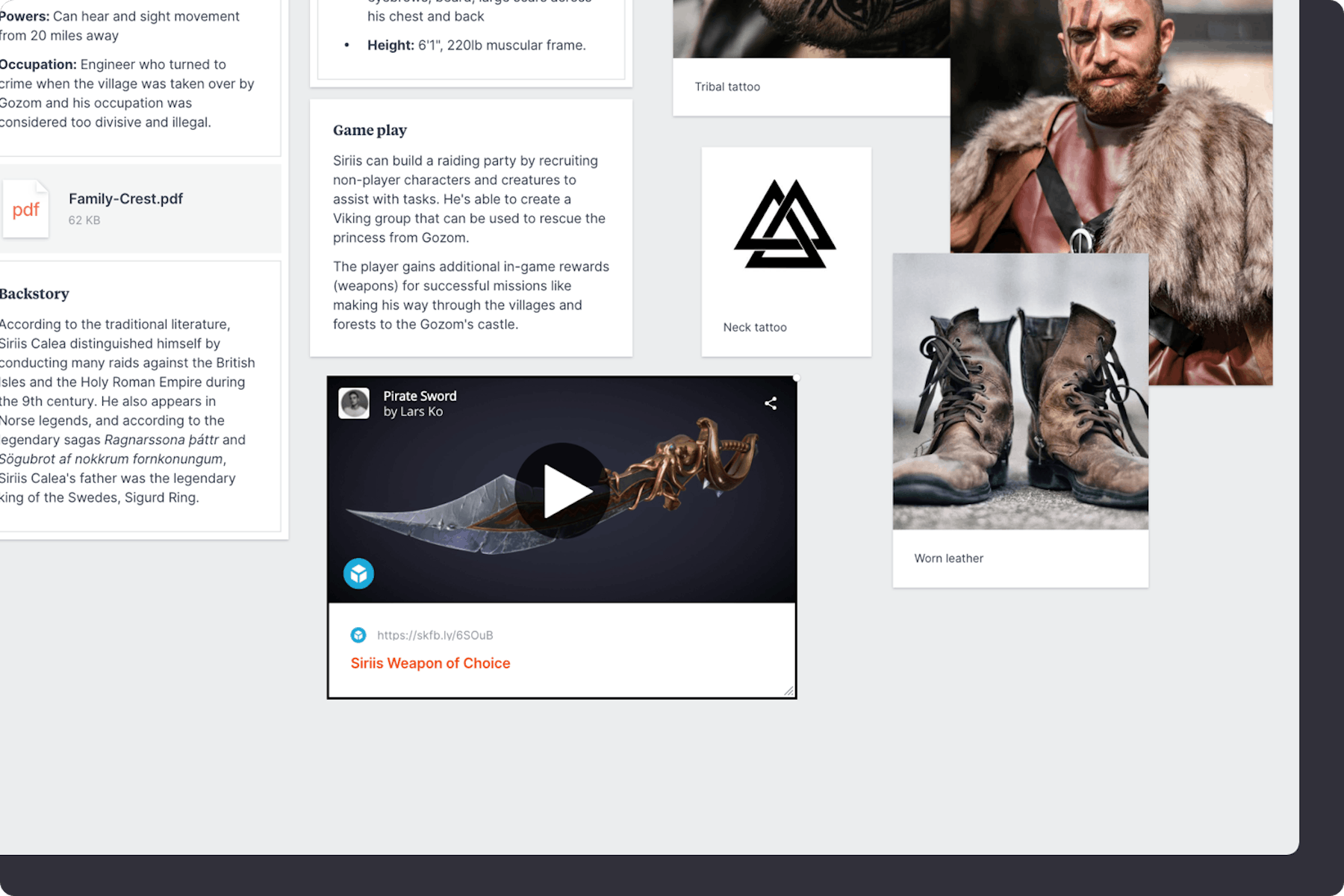 Video Game Character Profile Template & Example - Milanote