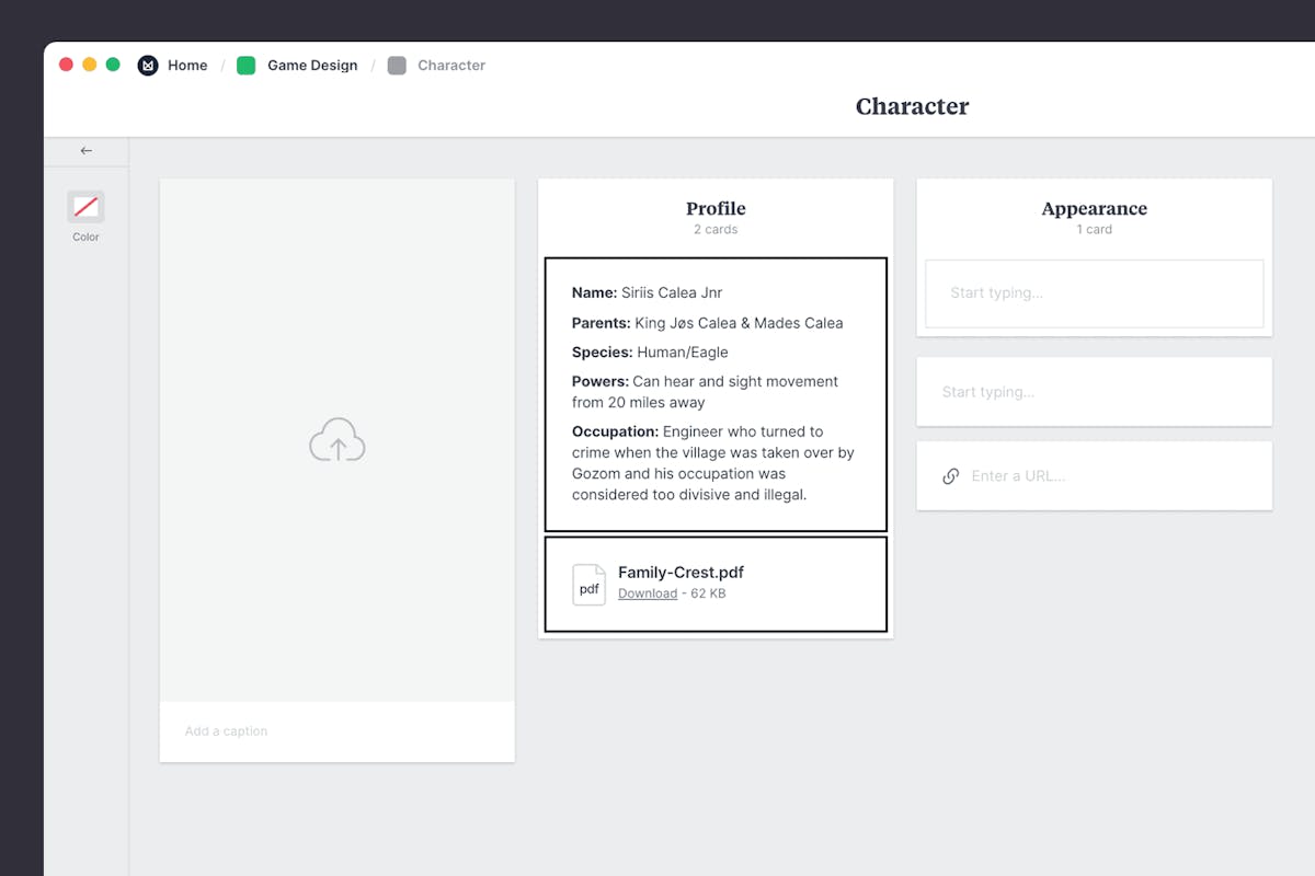 Video Game Character Profile Template & Example - Milanote