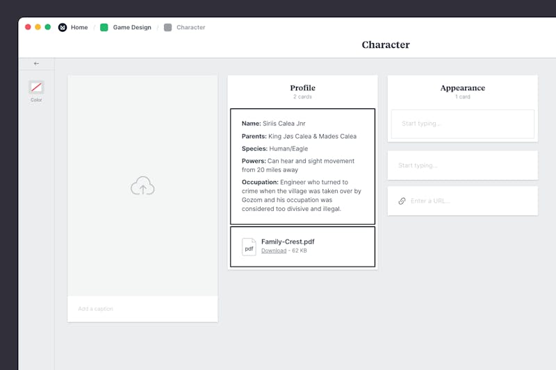 Video Game Character Profile Template & Example - Milanote