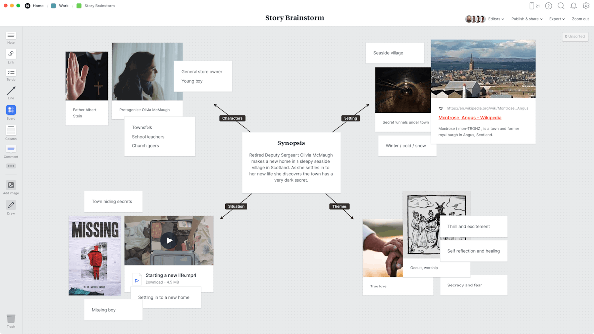 Story Brainstorming - Template & Example - Milanote