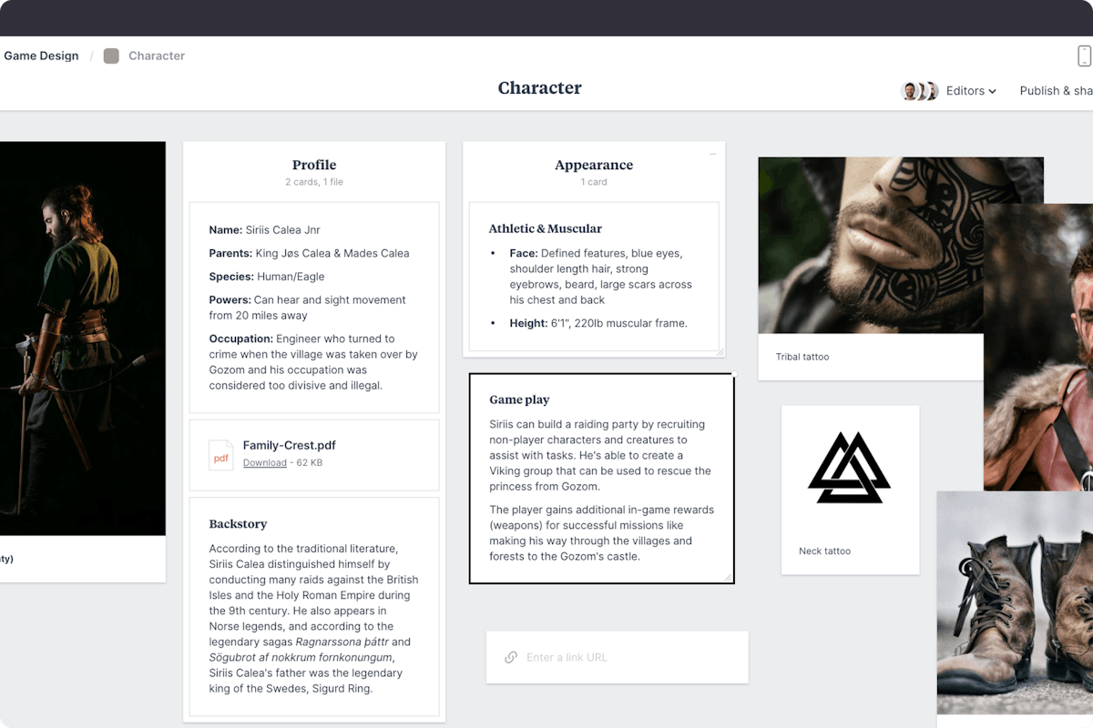 Video Game Character Profile Template & Example - Milanote