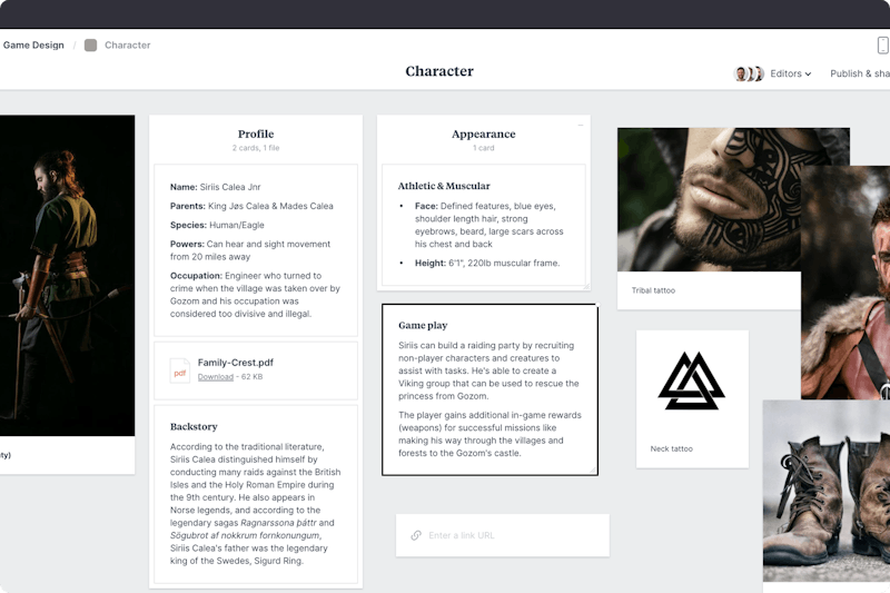 Video Game Character Profile Template & Example - Milanote