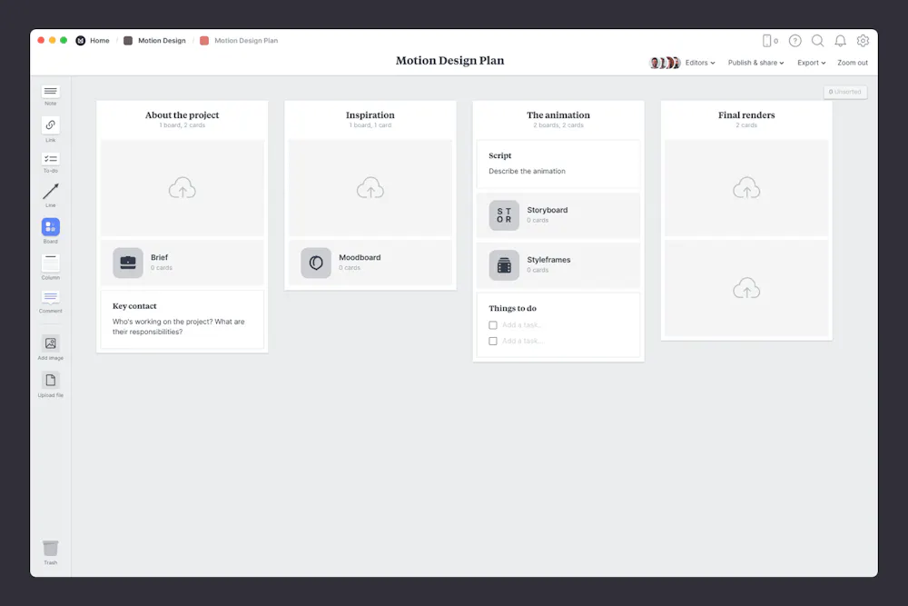 Motion Design Project Plan Template & Example - Milanote
