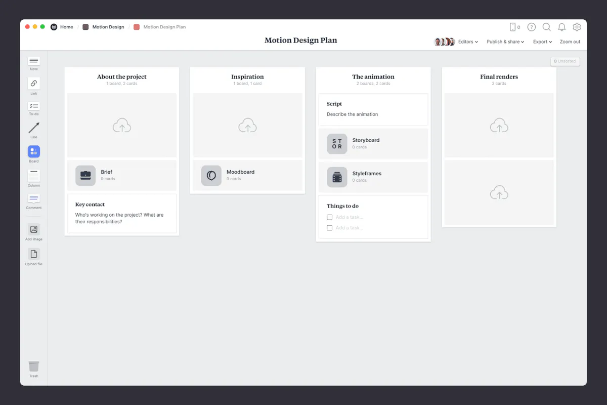 Motion Design Project Plan Template & Example - Milanote