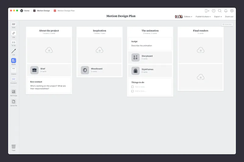 Motion Design Project Plan Template & Example - Milanote