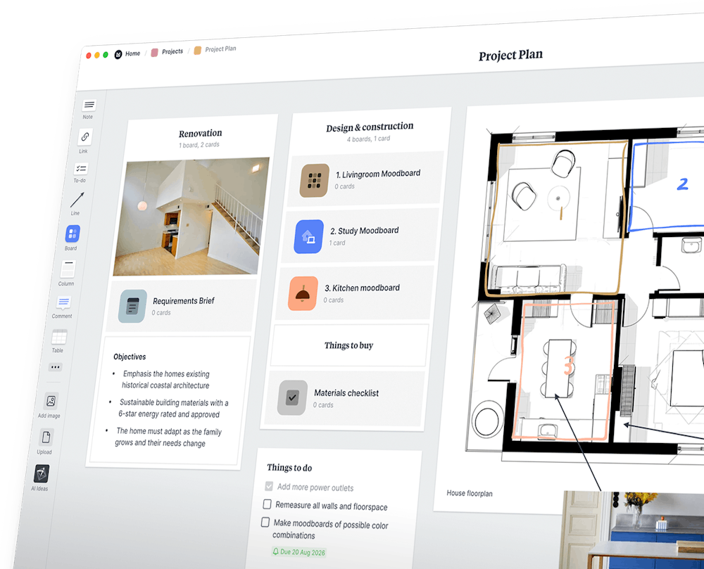 Visual planning for DIY & Home Renovation - Milanote