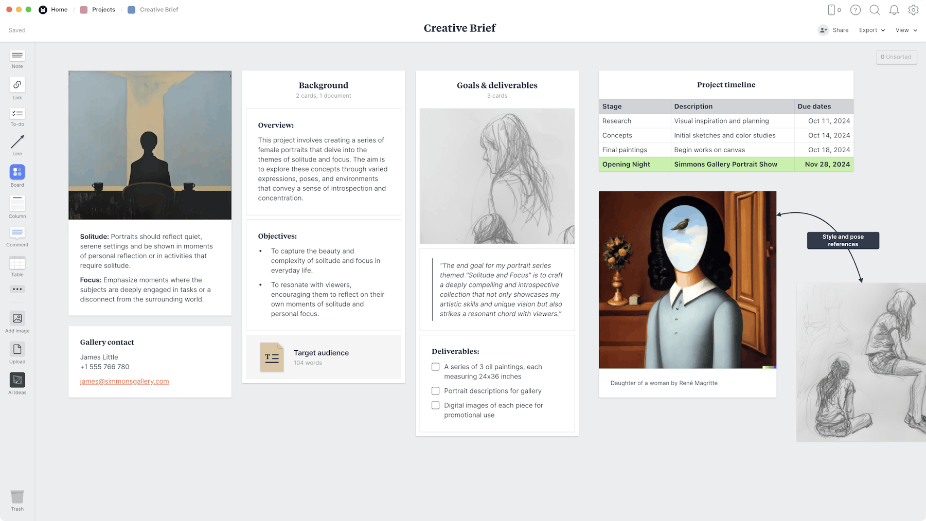 5 visual art templates for planning an art project - Milanote