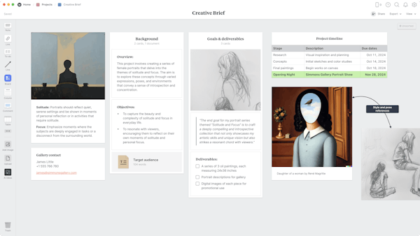 5 visual art templates for planning an art project - Milanote