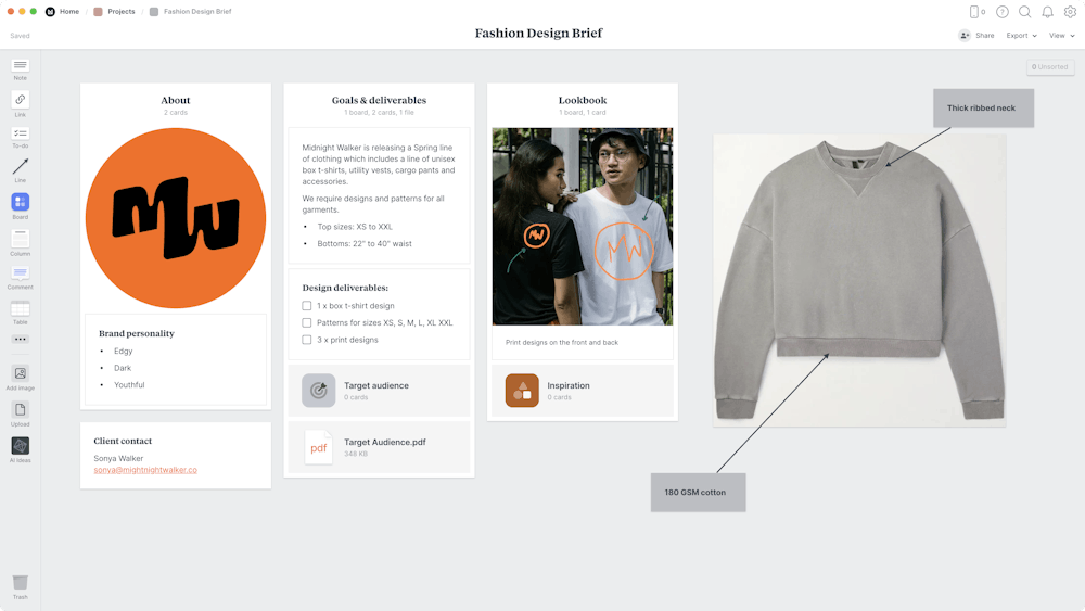 Fashion Design Brief – Free Template & Example – Milanote