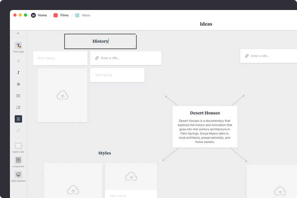Film Brainstorming - Template & Example - Milanote