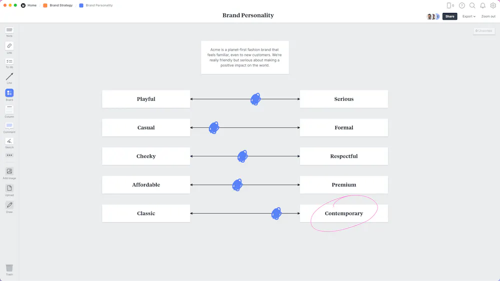 Free Brand Personality Template & Example - Milanote