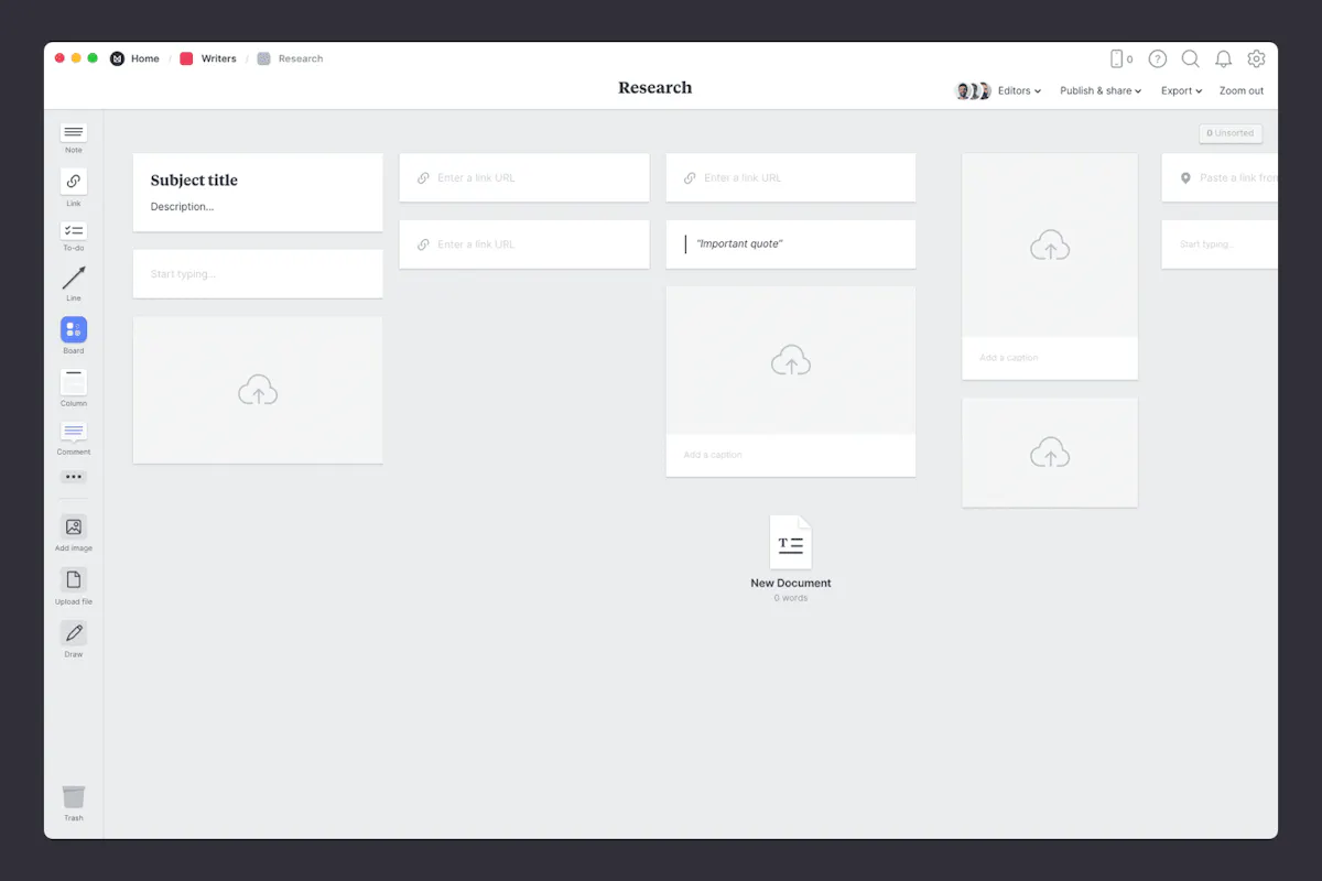 Novel Research - Template & Example - Milanote