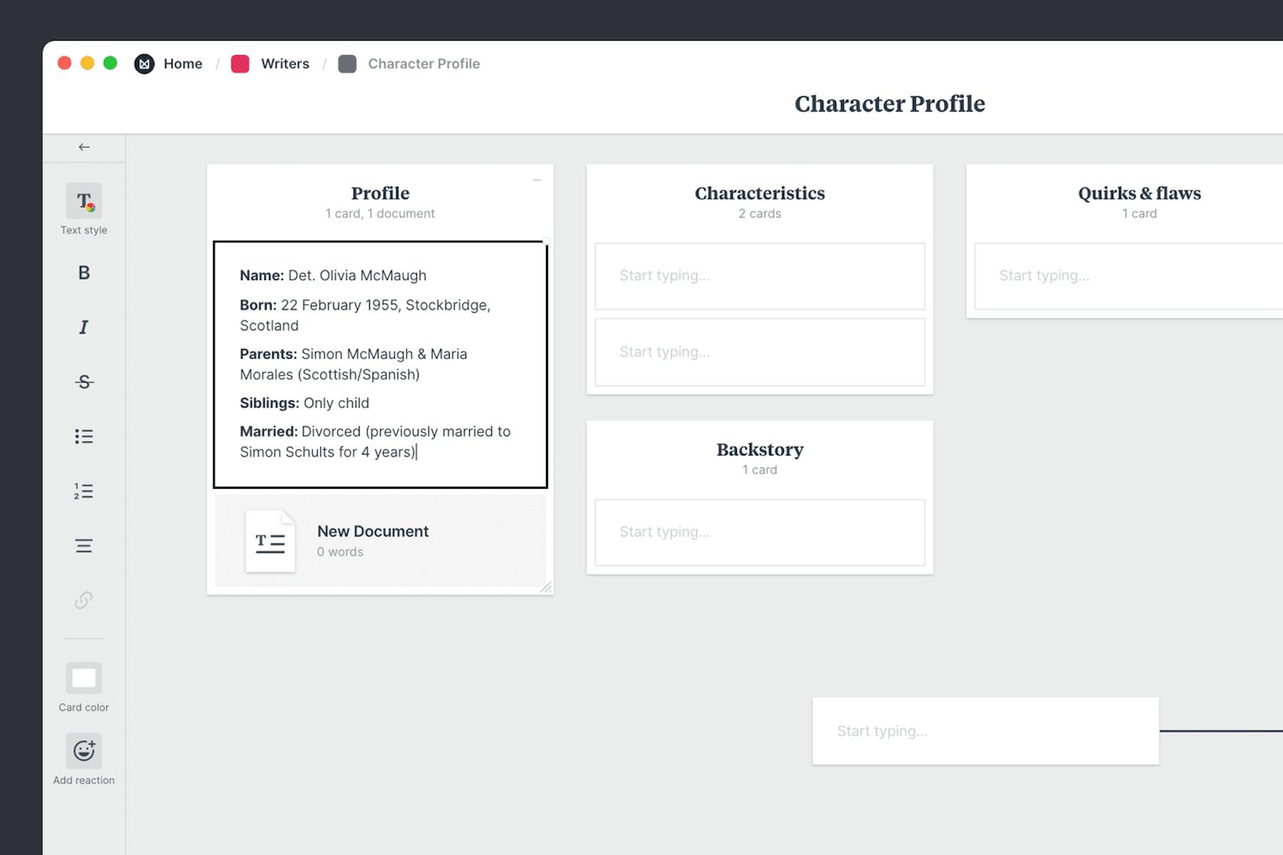 Character Profile - Free Template & Example - Milanote