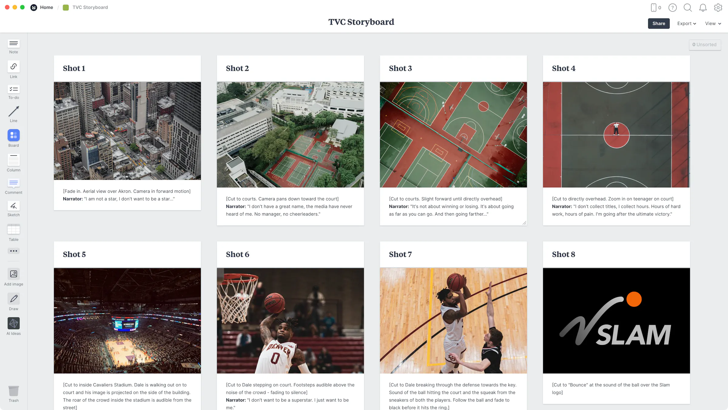 TVC Advertising Storyboard Template & Example - Milanote