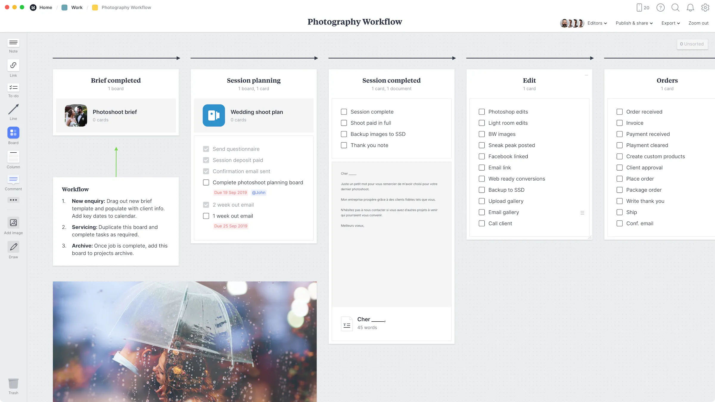 Photography Workflow – Free Template & Example – Milanote