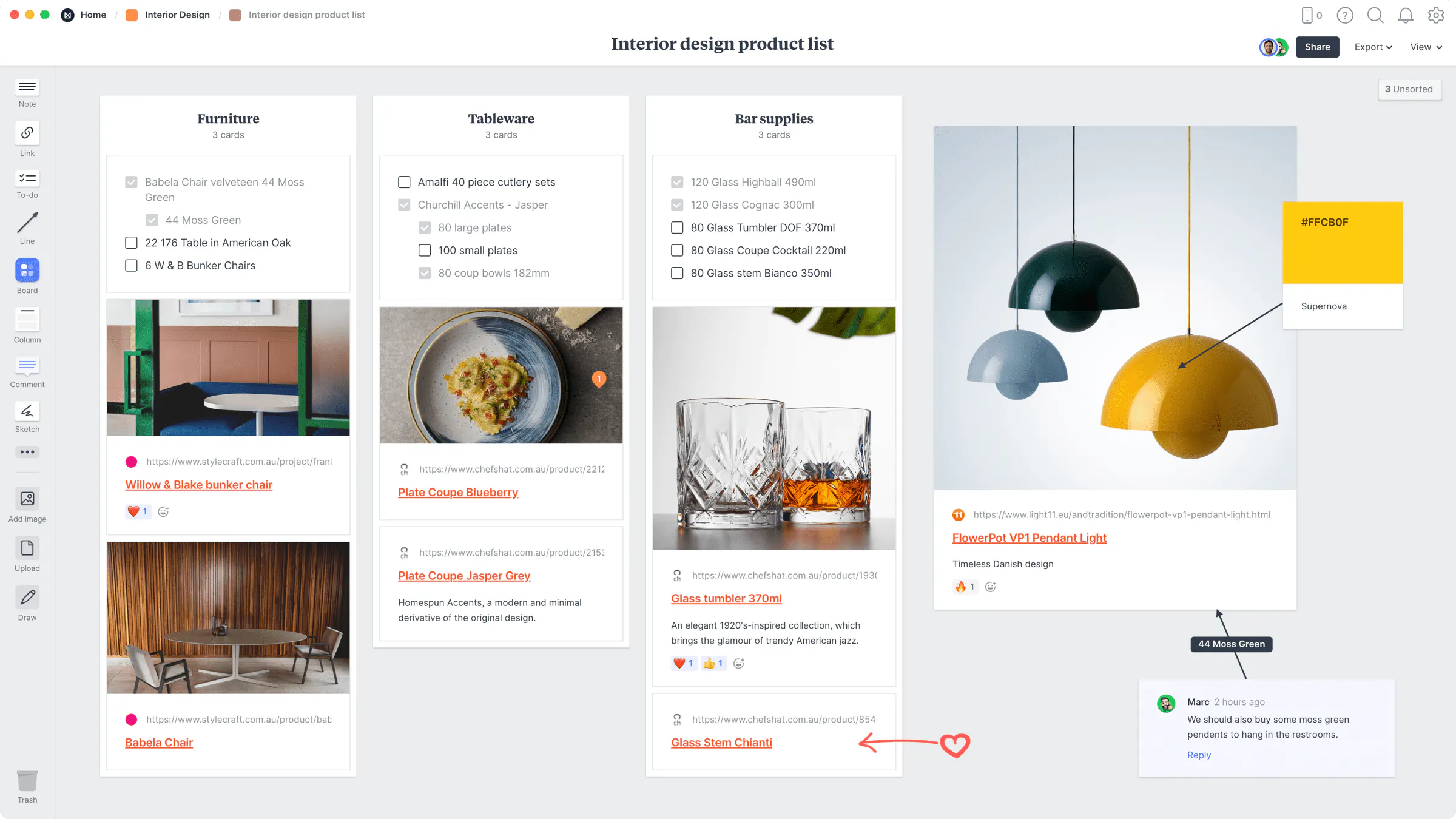 Free Interior Design Product List Template & Example - Milanote