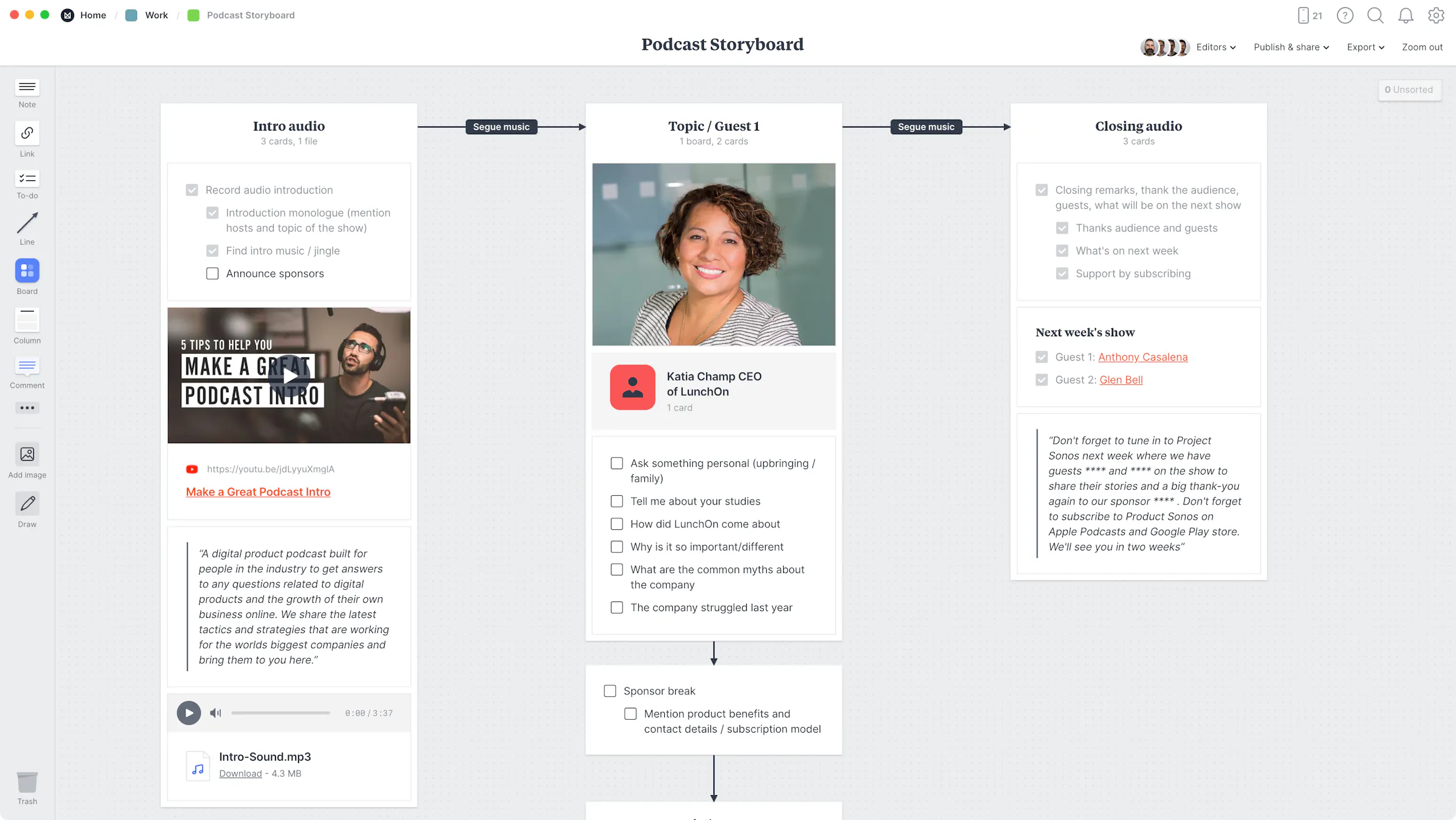 Podcast Storyboard - Free Template & Example - Milanote